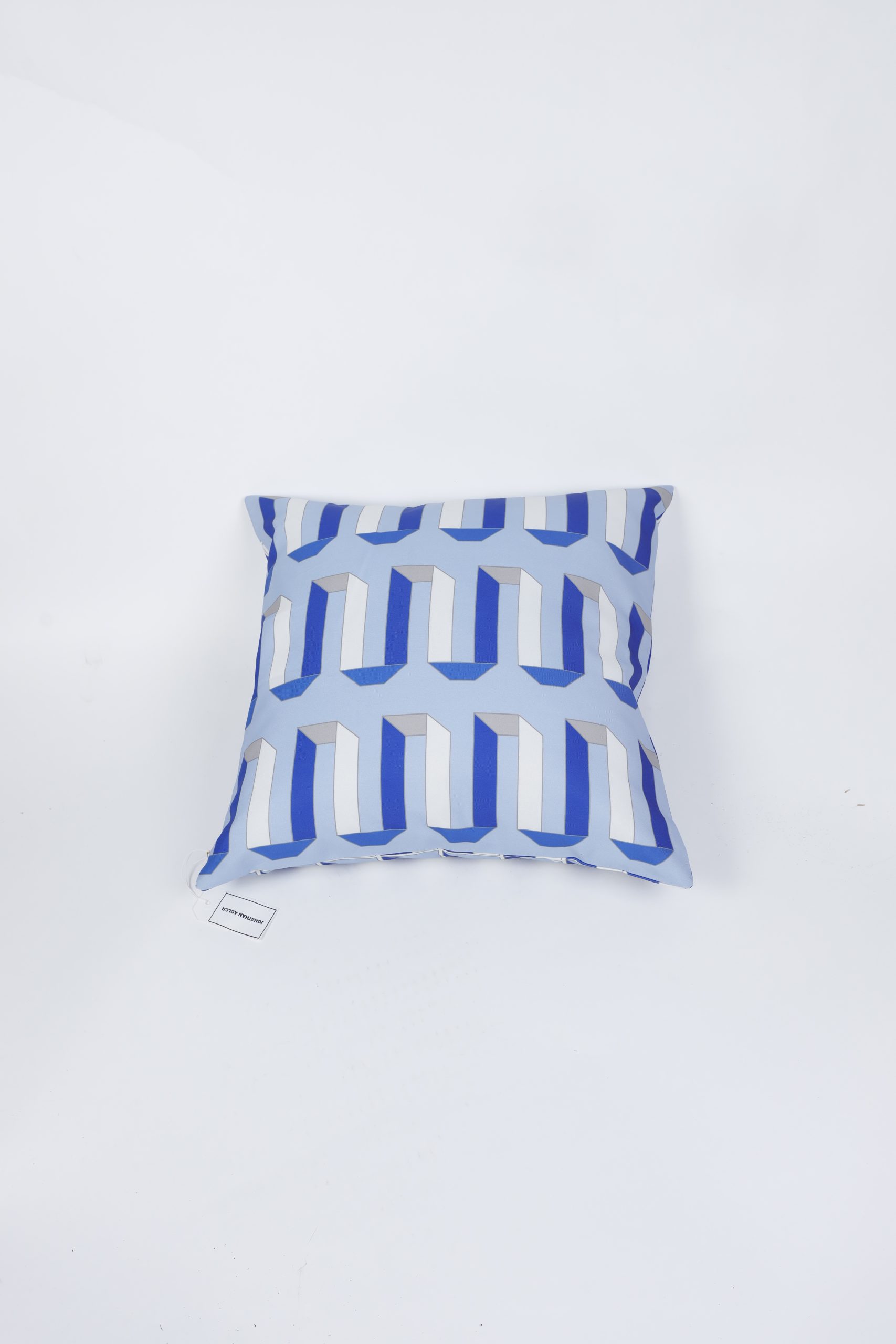 Blue Geometric Satin Pillow - Ruggable